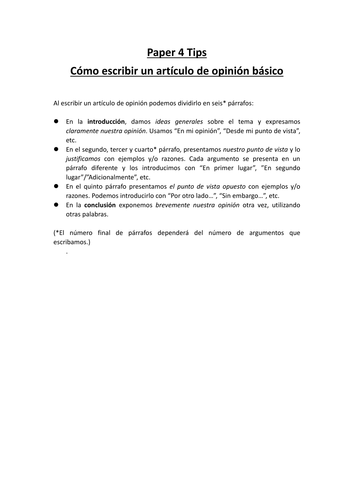 Opinion Essay Writing - AS Spanish | Teaching Resources