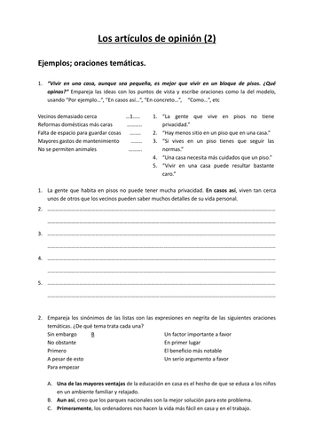 Opinion Essay Writing - AS Spanish | Teaching Resources