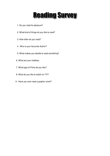 Form time Reading challenge and survey | Teaching Resources