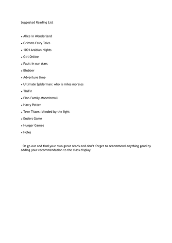 Form time Reading challenge and survey | Teaching Resources