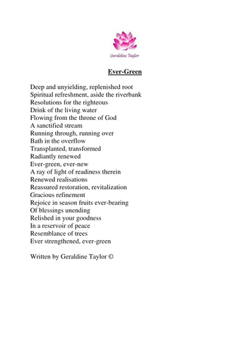 Ever-Green Poem | Teaching Resources