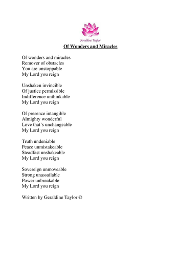 Of Wonders and Miracles Poem | Teaching Resources
