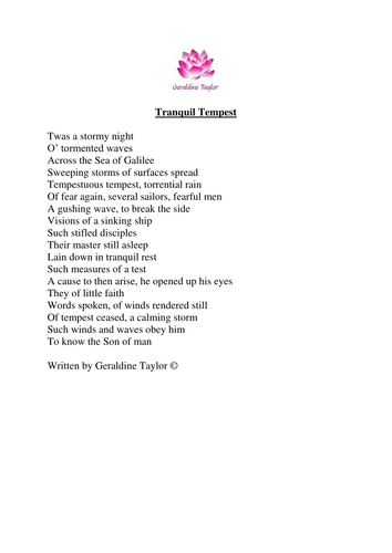 Tranquil Tempest poem | Teaching Resources