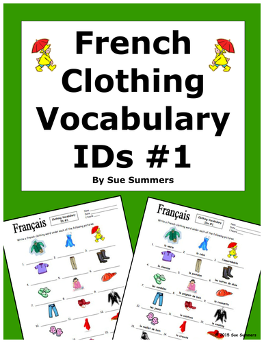 French Clothing Vocabulary IDs Worksheet | Teaching Resources