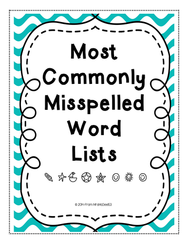 Commonly Misspelled Word Lists - ALL GRADES | Teaching Resources