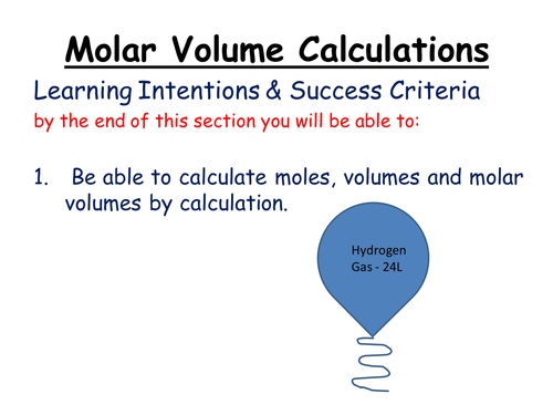 Chemistry - Masses & Gases - Molar Volume | Teaching Resources