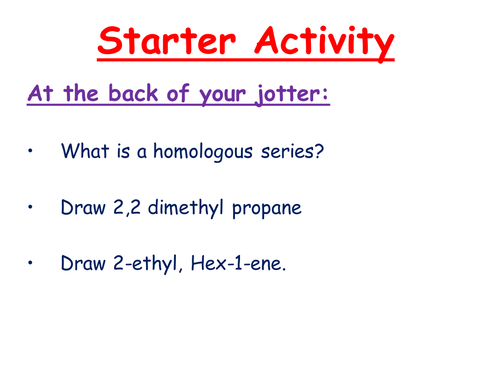 Chemistry Hydrocarbons Cracking Alkanes Teaching Resources