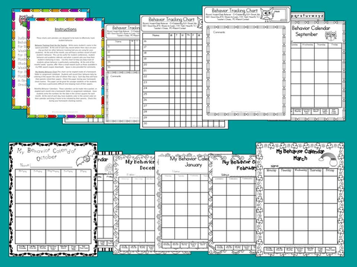 Behavior Management Tracking Sheets and Calendars | Teaching Resources