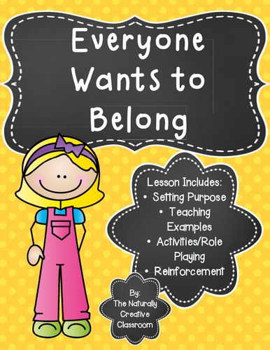 Everyone Wants to Belong- An Acceptance Activity | Teaching Resources