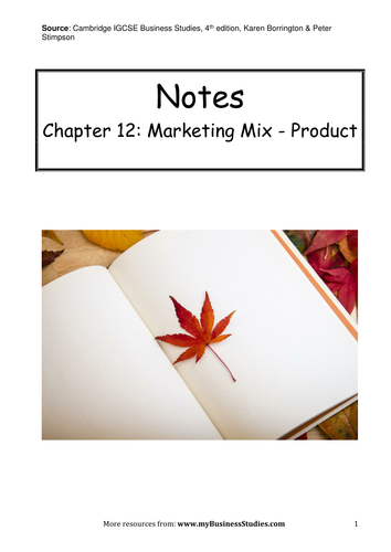 The Marketing Mix Product Revision Notes | Teaching Resources