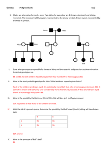 Biology: punnett square problems and interpretation of pedigree charts ...