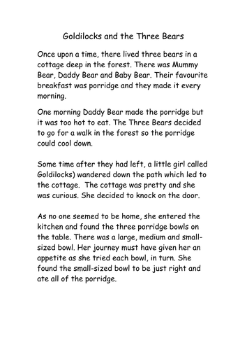 Goldilocks and the Three Bears Resource Pack | Teaching Resources