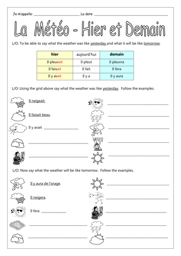 FRENCH - WEATHER - Quel temps fait-il? - Worksheets | Teaching Resources