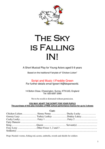Chicken Licken - "The Sky is Falling In" - A Musical Play for ages 5-9 ...