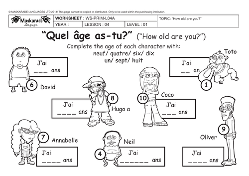 FRENCH - Y3/4-ABOUT YOU: How old are you?/ Quel âge as-tu? / Revision ...
