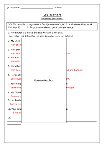 FRENCH - Jobs - Les Métiers - Worksheets | Teaching Resources