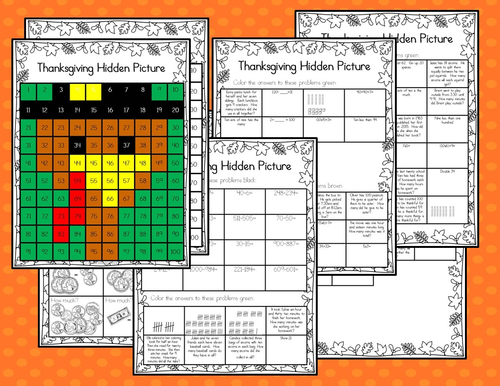 Thanksgiving Hundred Chart Hidden Picture | Teaching Resources