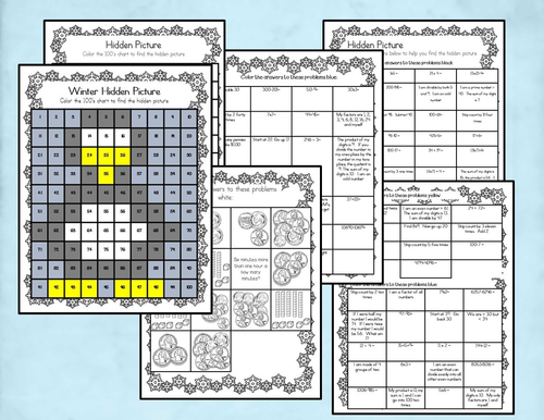 Winter Hundred Chart Hidden Picture | Teaching Resources
