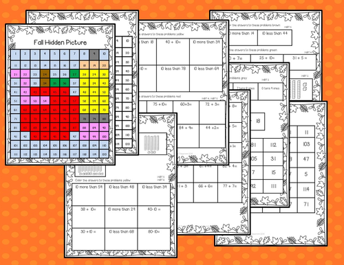 Fall Hundred Chart Hidden Picture K-1 | Teaching Resources