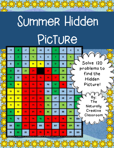 Summer Hundred Chart Hidden Picture | Teaching Resources