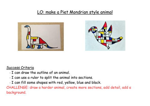Piet Mondrian Animals | Teaching Resources