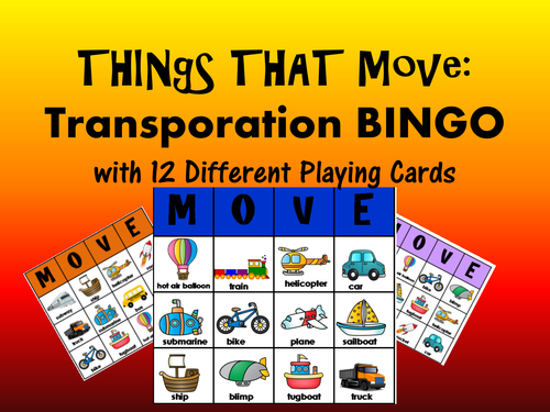 Transportation Bingo Game | Teaching Resources