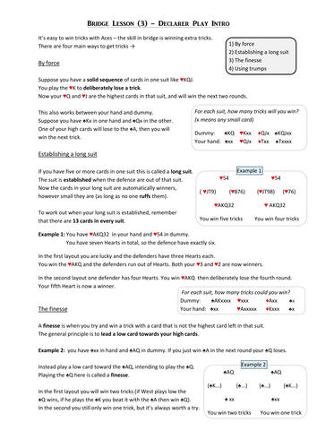 Learn to Play Bridge | Teaching Resources