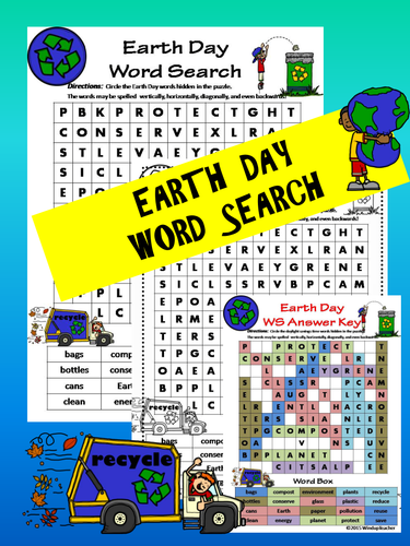 Earth Day Reduce, Reuse, Recycle Word Search | Teaching Resources