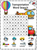 Transportation Word Search - 2 levels of difficulty | Teaching Resources