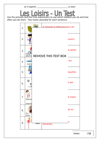 FRENCH - Leisure Activities - Les Loisirs - Worksheets | Teaching Resources