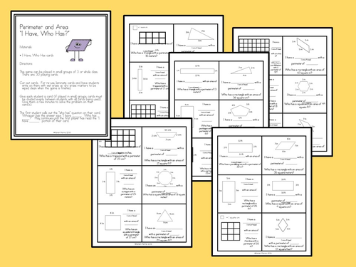 Perimeter and Area I Have Who Has | Teaching Resources