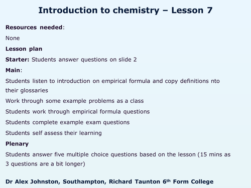OCR Chemistry A - Topic 1- Introduction to Chemistry | Teaching Resources