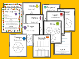 Shape Fraction Play Dough Mats and Games | Teaching Resources