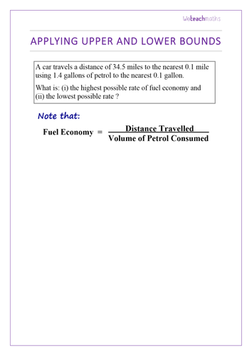 Bounds of Error Calculations Resources | Tes