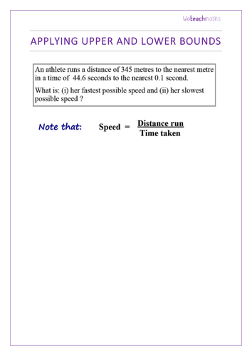 Bounds of Error Calculations Resources | Tes