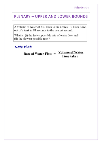 Bounds of Error Calculations Resources | Tes