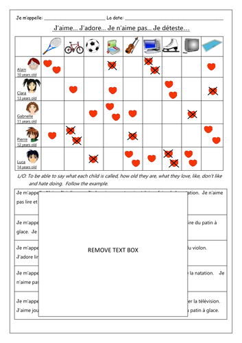 FRENCH - Hobbies - Qu'est-ce que tu aimes faire? - Worksheets ...