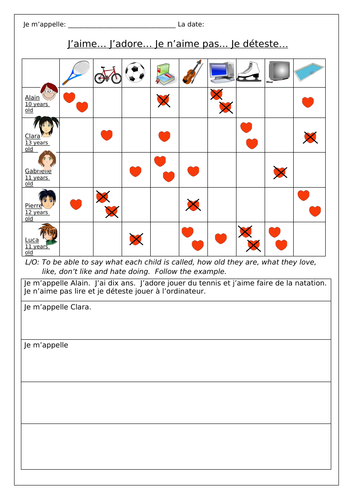 FRENCH - Hobbies - Qu'est-ce que tu aimes faire? - Worksheets ...