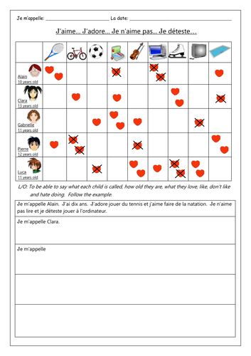 FRENCH - Hobbies - Qu'est-ce que tu aimes faire? - Worksheets ...