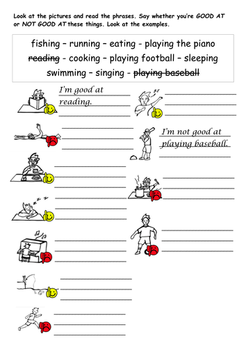 'To be good at' + gerund worksheet | Teaching Resources