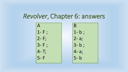 'Revolver' by Marcus Sedgwick: Chapters 5 & 6, structure, recall ...