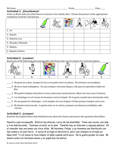 Spanish Chores Lesson | Teaching Resources