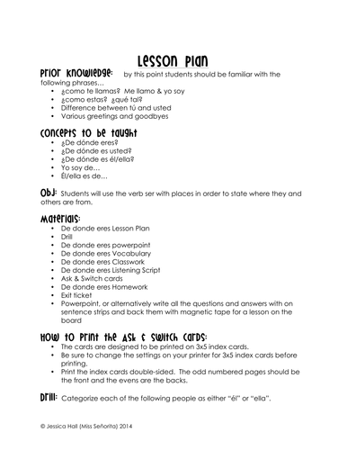 Spanish De Donde Eres Lesson | Teaching Resources