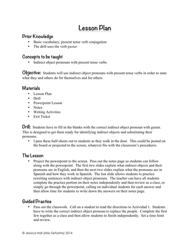 Spanish Indirect Object Pronouns Lesson with the Present Tense ...