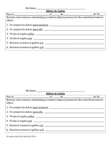 Spanish Indirect Object Pronouns Lesson with the Present Tense ...