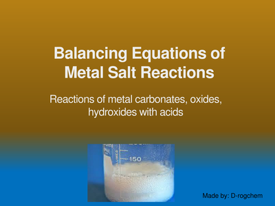 Chemistry: balancing word and symbol equations involving metal salts ...