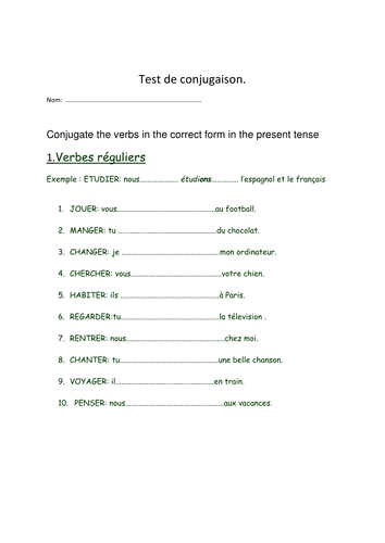 Le present: tutorial and practice on Regular and irregular verbs ...