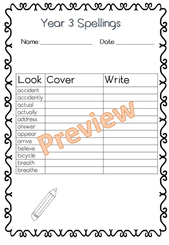 Sample New Curriculum Weekly Spelling Year 3 and 4 Activity | Teaching ...