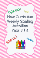 New Curriculum Year 3 & 4 Spelling words, activities and assessments ...