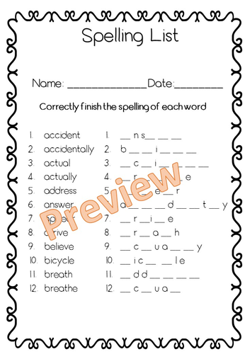 New Curriculum Year 3 & 4 Spelling words, activities and assessments ...